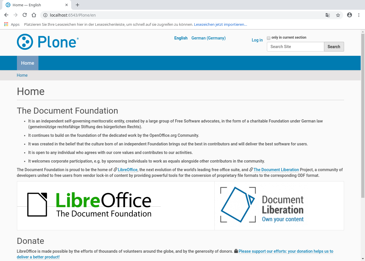 A Quick Test With Plone 5.2 And Python 3.6.5 – Homepage von Andreas Mantke